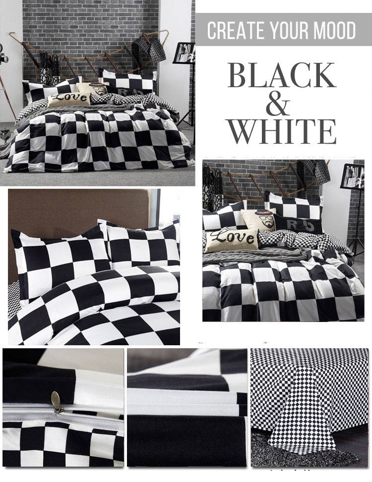Black and White Checker Pattern Bedding Set - Bedding Set Collection