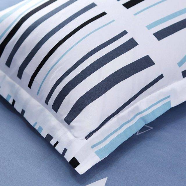 Blue & Black Stripe Duvet Cover Pattern Bedding Set (2 Styles)